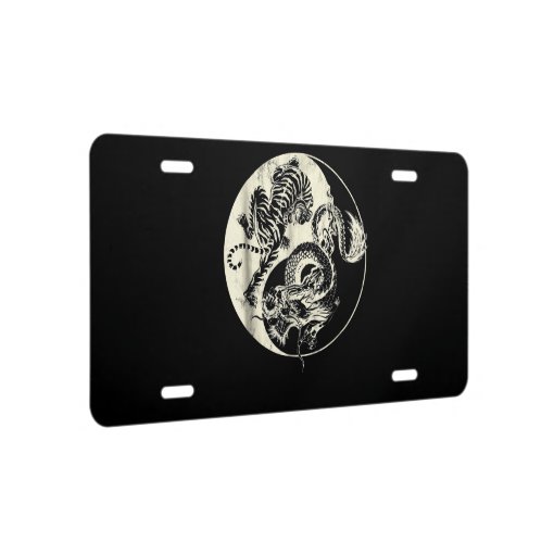 Dragon With Tiger Tattoo YIN And Yang Beast Fight License Plate | Zazzle
