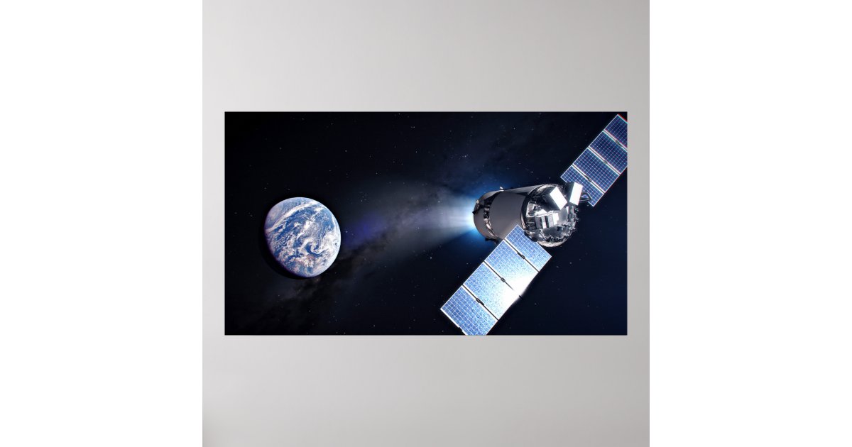 Dragon Xl Spacecraft With Planet Earth In Distance Poster | Zazzle