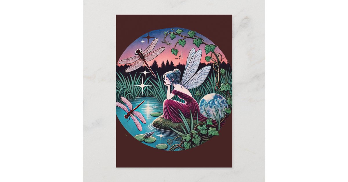 Dragonflies and Fairy Postcard | Zazzle