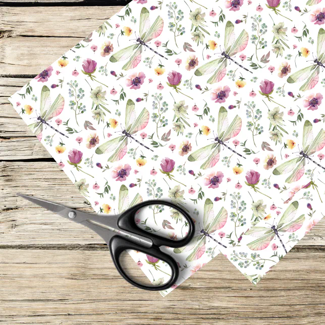 dragonflies and wildflowers tissue paper | Zazzle