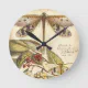 Dragonflies with Leaves and Fruit Round Clock | Zazzle