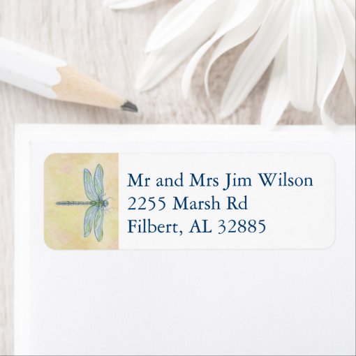 Dragonfly address label | Zazzle
