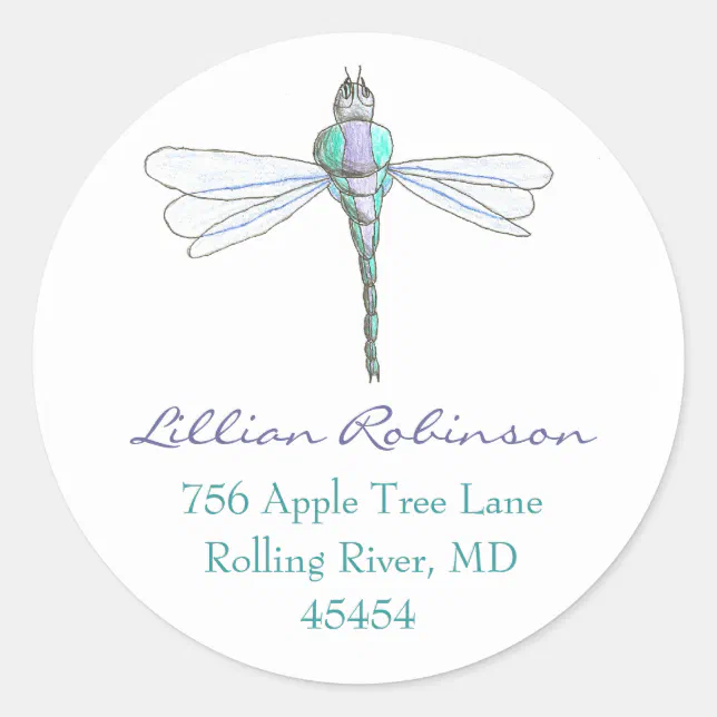Dragonfly address label | Zazzle