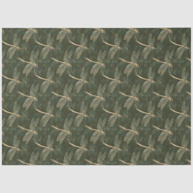 Dragonfly Artistic Green Design Pattern Decoupage Tissue Paper | Zazzle