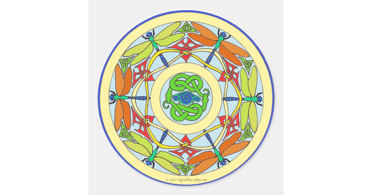 dragonfly circle classic round sticker | Zazzle