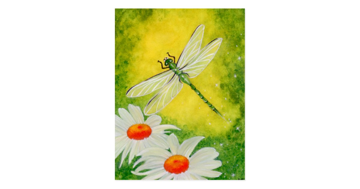Dragonfly Daisies Postcard | Zazzle.com
