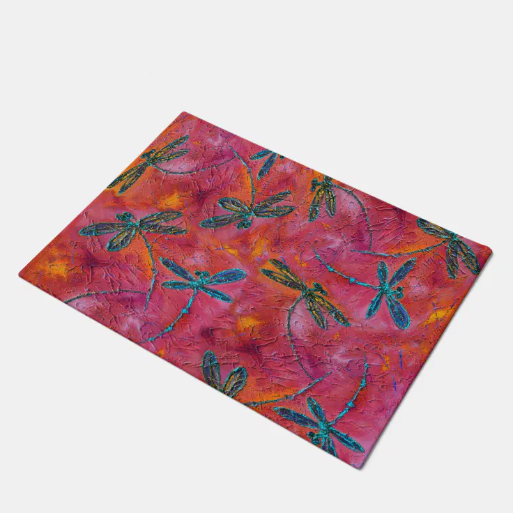 Dragonfly Dance Hot Fuchsia Door Mat | Zazzle