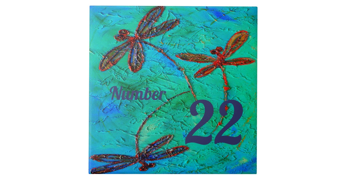Dragonfly Dance House Number Tile | Zazzle