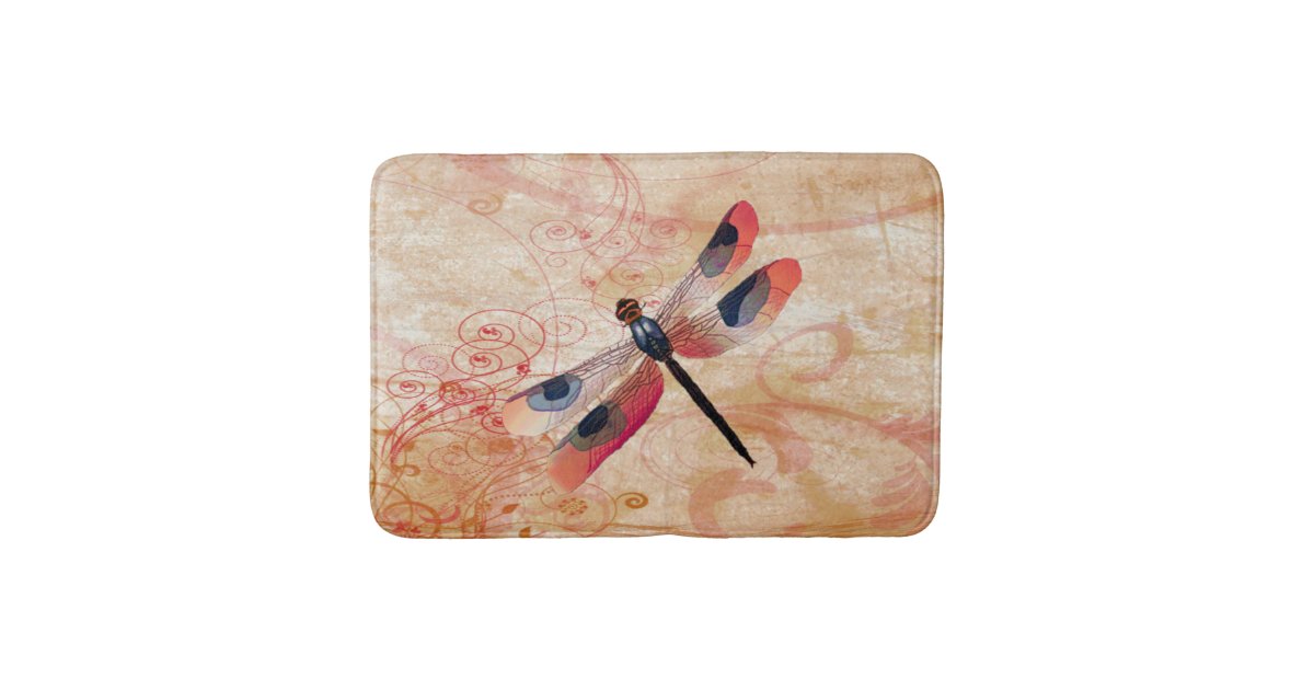 Dragonfly Flourish Bath Mat | Zazzle
