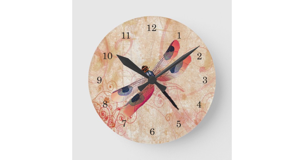 Dragonfly Flourish Clock | Zazzle