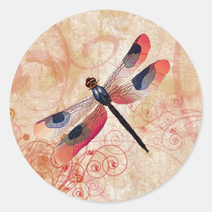 Dragonfly Flourish Sticker | Zazzle