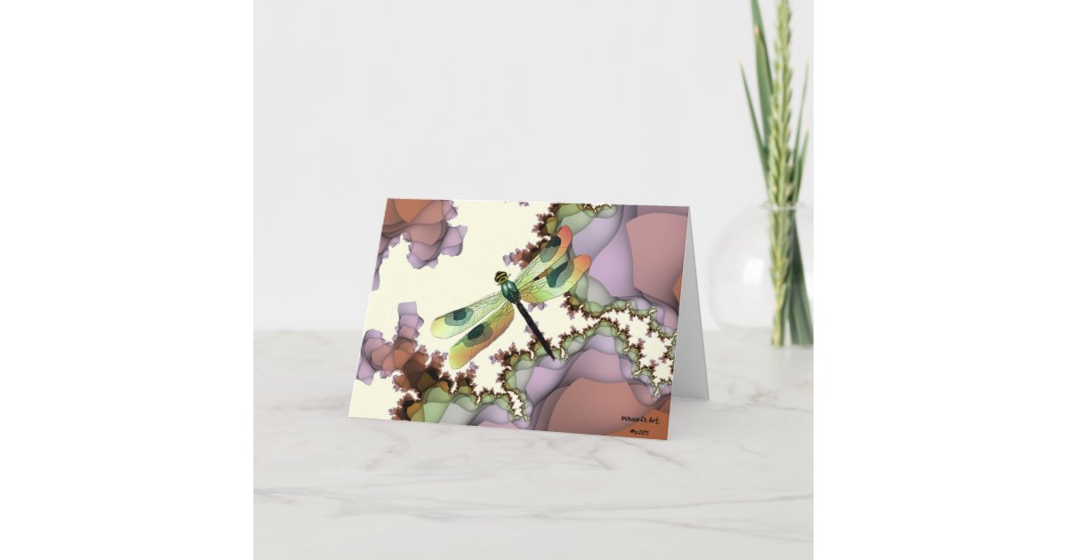 Dragonfly Fractals Card (Earthy) | Zazzle.com