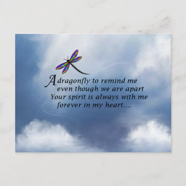Dragonfly Memorial Poem Postcard | Zazzle
