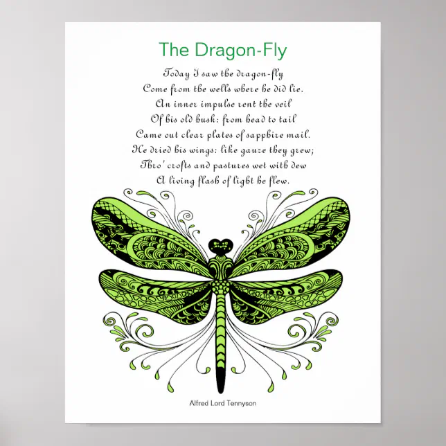 Dragonfly Poem by Alfred Lord Tennyson Poster | Zazzle