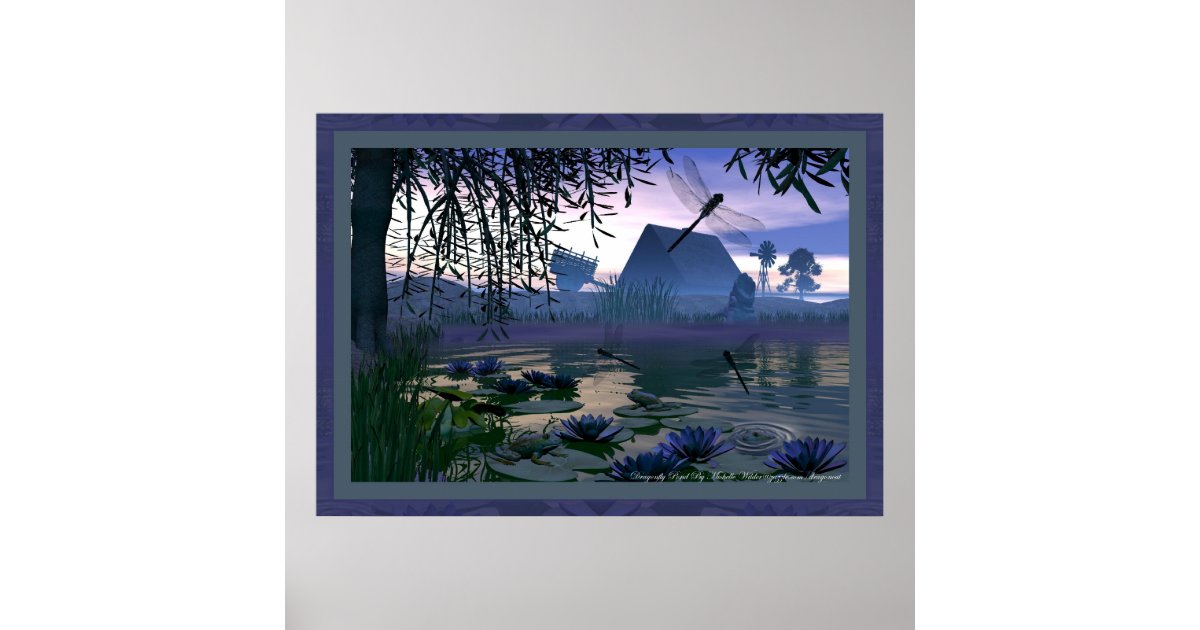 Dragonfly Pond By Michelle Wilder Poster | Zazzle.com