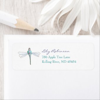 Dragonfly return address label | Zazzle