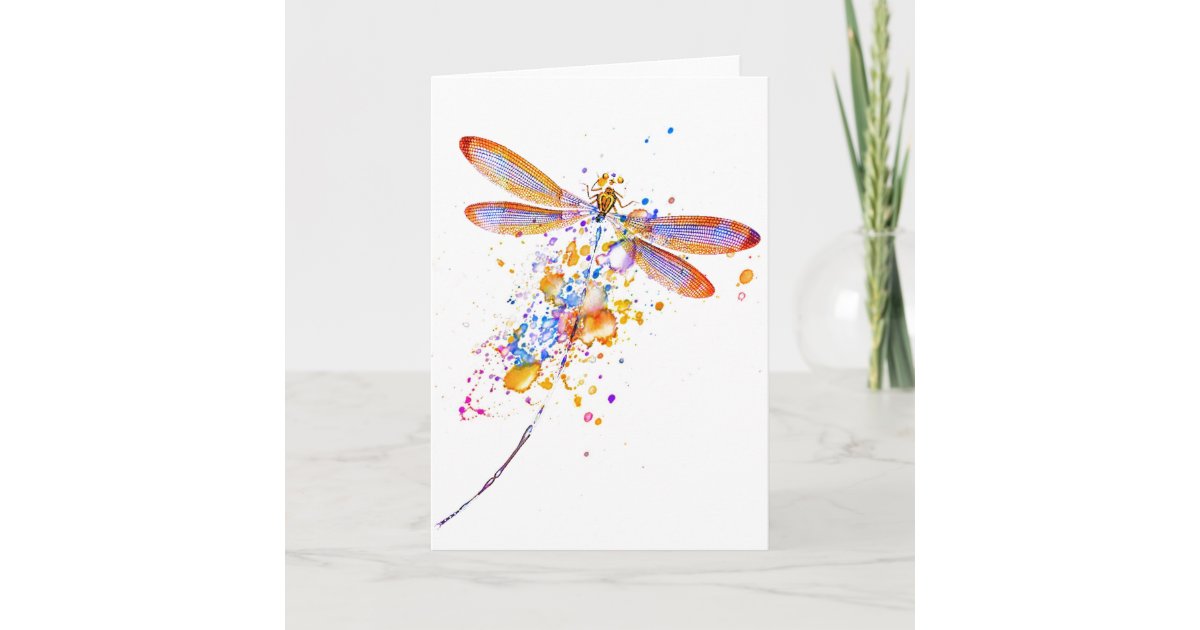 Dragonfly splatter card | Zazzle