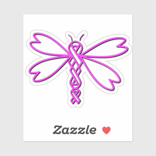 Dragonfly with cancer ribbons sticker | Zazzle.com