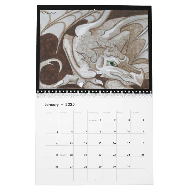 Dragons 2011 fantasy art calendar big eye painting | Zazzle