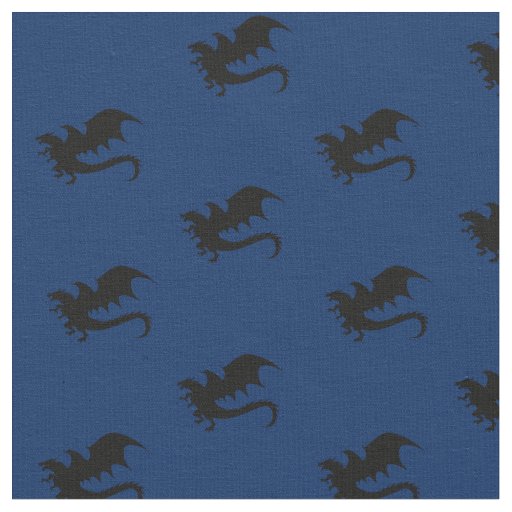 Dragons DND Silhouettes Blue Fabric | Zazzle