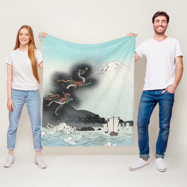 Dragon's Fury Sea Battle for Mount Fuji, Japan Fleece Blanket | Zazzle