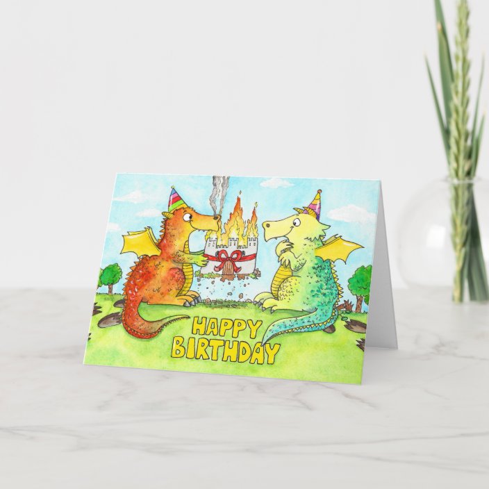 Dragons Happy Birthday greeting card by N. Janes | Zazzle.com