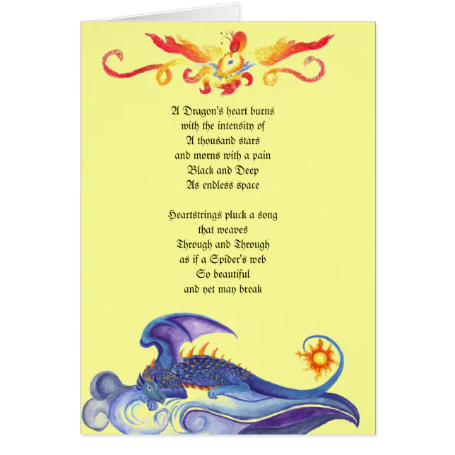Dragon's heart poem card | Zazzle