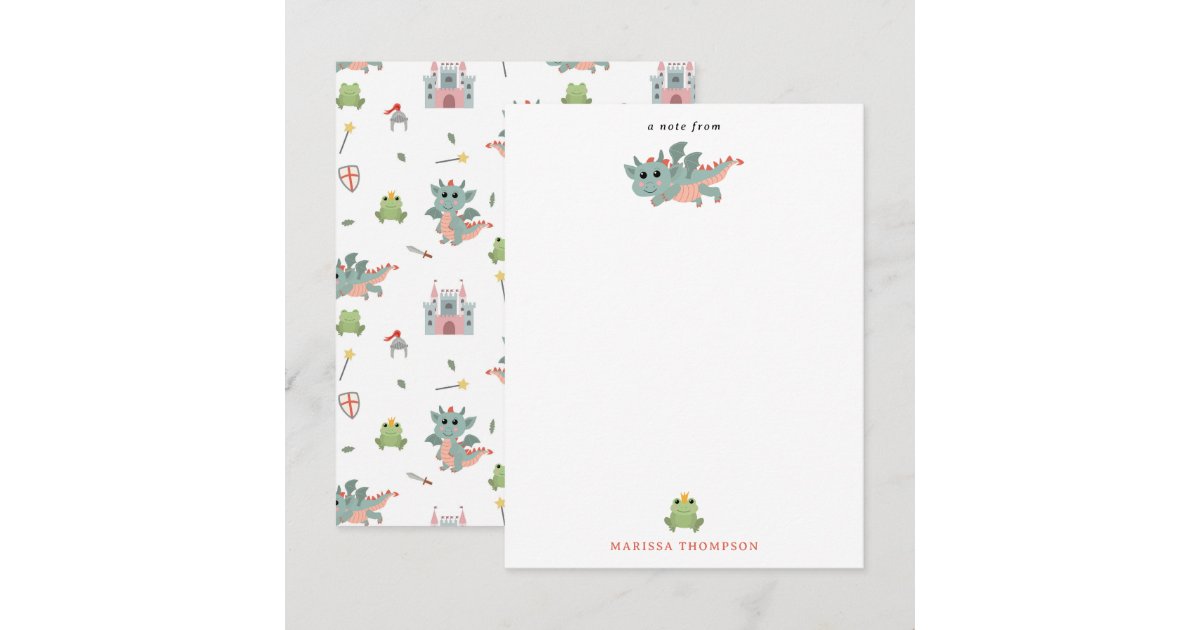 Dragons Knights Fairytale Medieval Castle Note Card | Zazzle