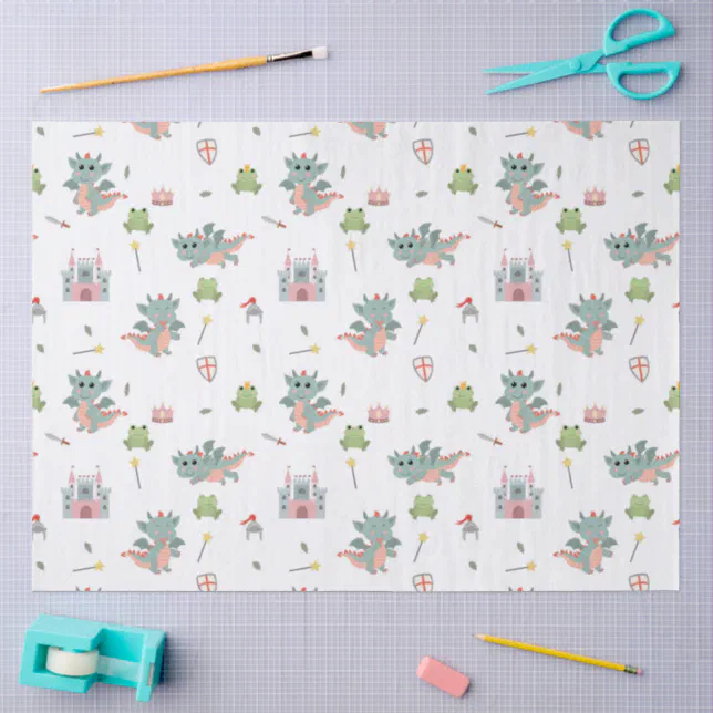 Dragons Knights Fairytale Medieval Castle Tissue Paper | Zazzle