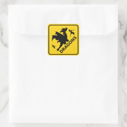 Dragons Warning Sign Square Sticker | Zazzle