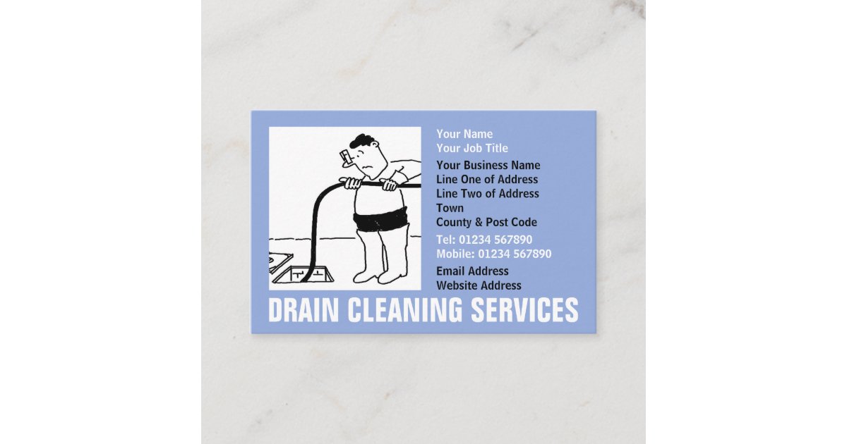 Drain Cleaning Services Cartoon Business Card | Zazzle