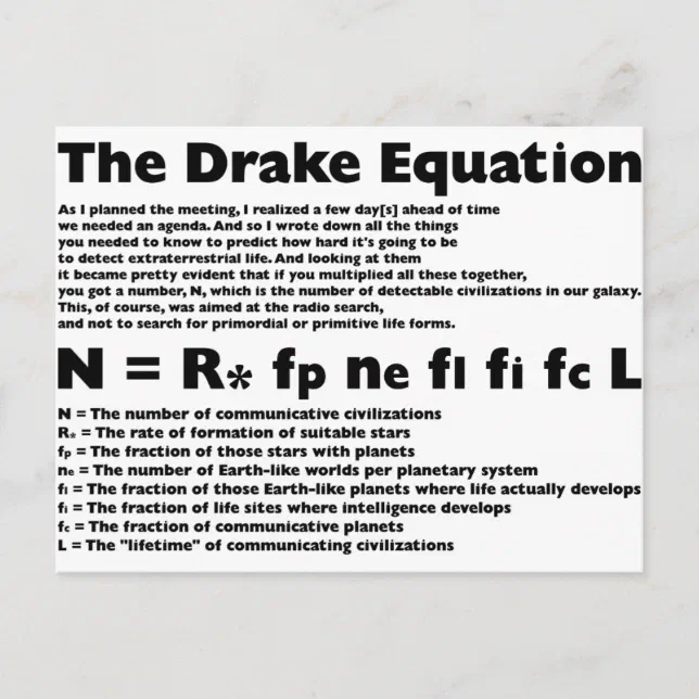 Drake_Equation Postcard | Zazzle