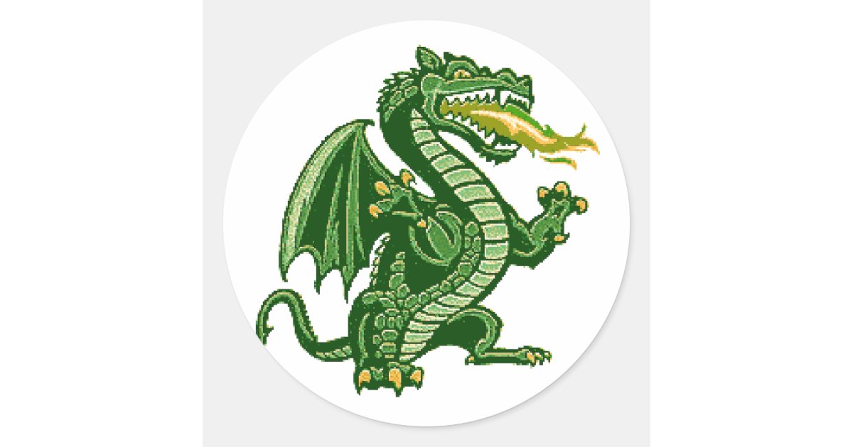 Draken Green Classic Round Sticker | Zazzle