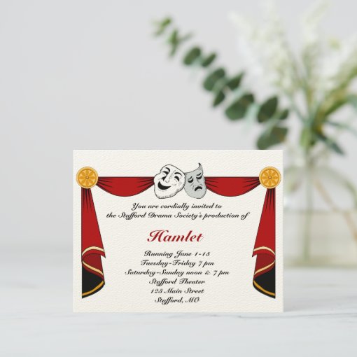 Drama and Theater Invitation | Zazzle
