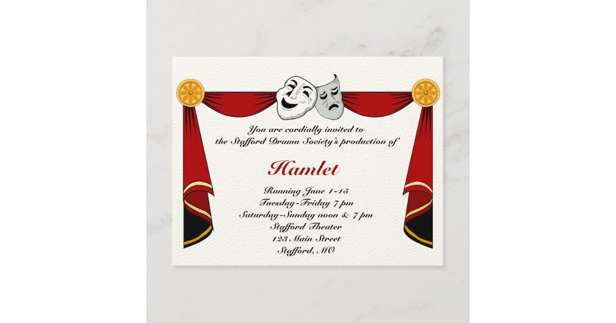 Drama and Theater Invitation | Zazzle.com