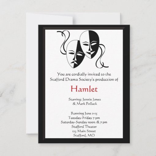Drama and Theater Invitation | Zazzle