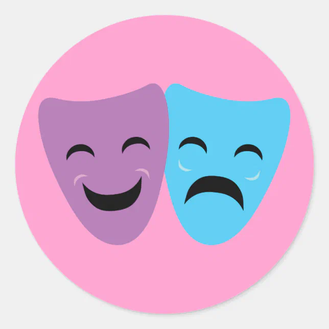 Drama Masks Classic Round Sticker | Zazzle