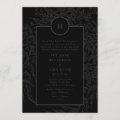 Dramatic Black Elegant Monogram Floral Wreath Invitation | Zazzle