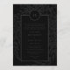 Dramatic Black Elegant Monogram Floral Wreath Invitation | Zazzle