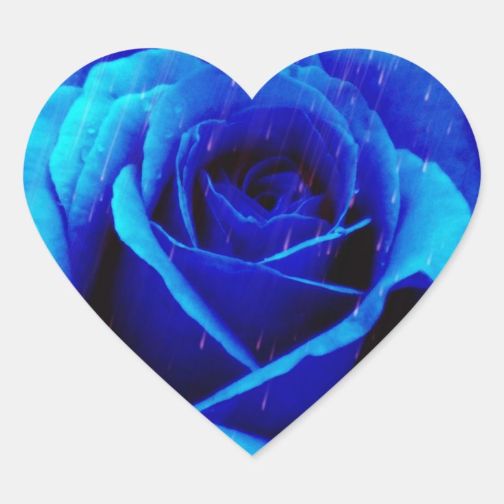 Dramatic Blue Rose Heart Sticker | Zazzle