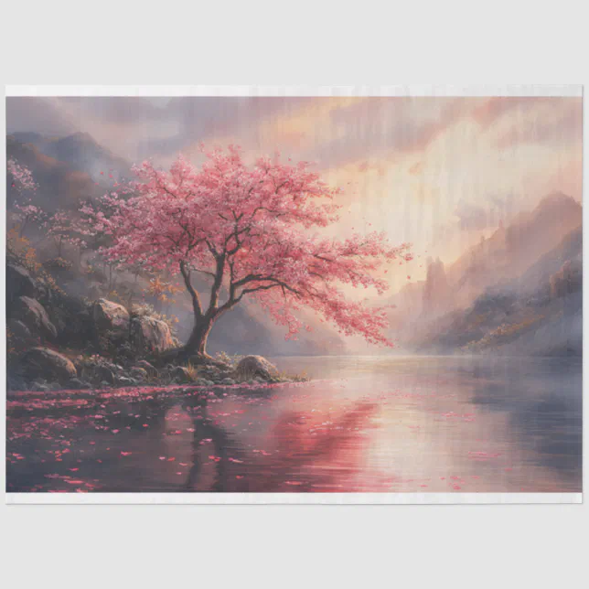 Dramatic Cherry Blossom Tree Art Decoupage Tissue Paper | Zazzle