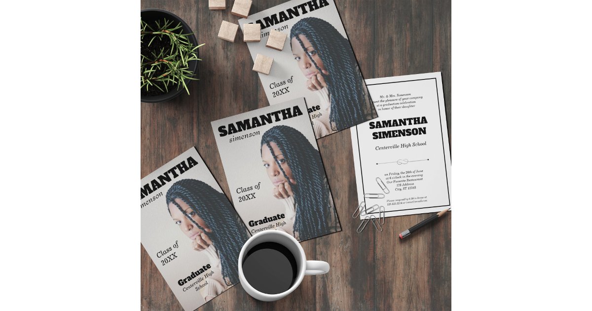 Dramatic Magazine Style Graduation Party Invitation | Zazzle