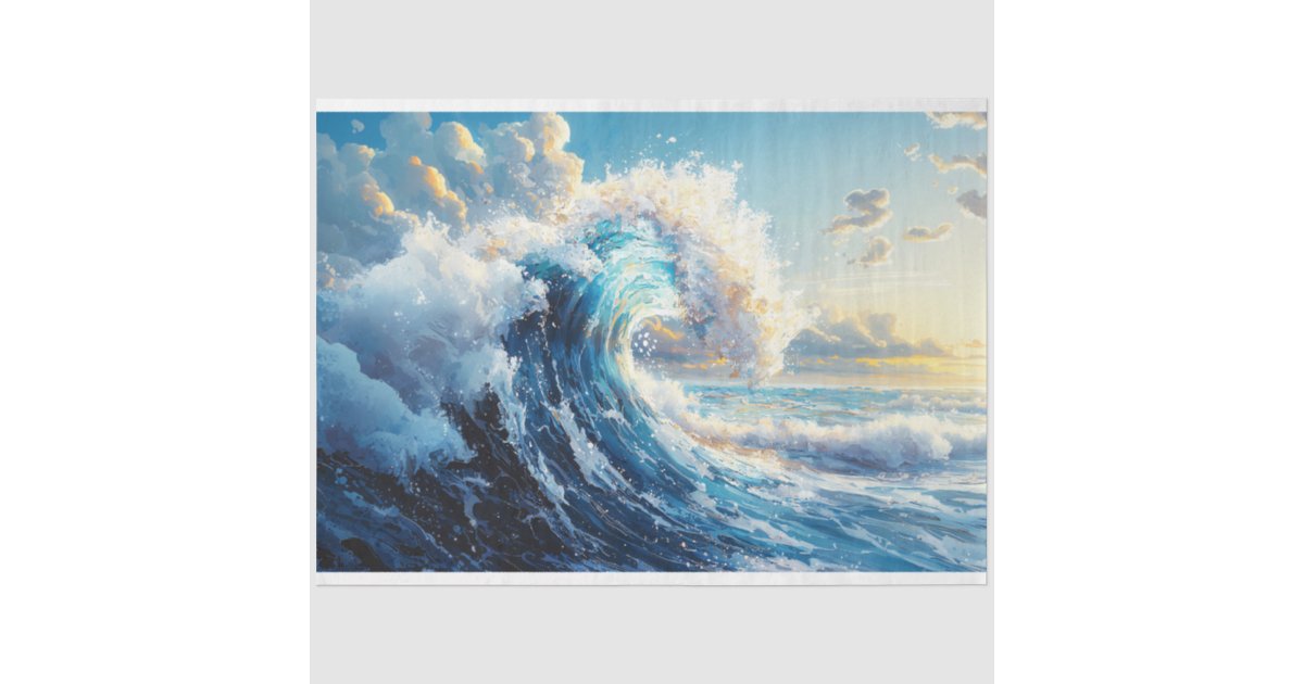 Dramatic Ocean Wave at Sunset Decoupage Tissue Paper | Zazzle
