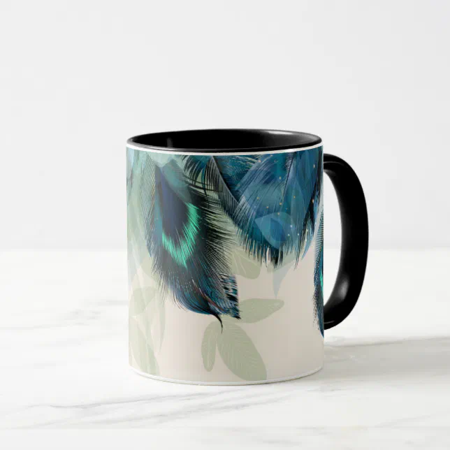 Dramatic Peacock Feathers Mug | Zazzle