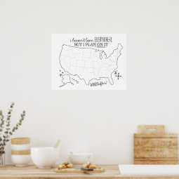 Draw On American Travel Map - Fill in Poster | Zazzle