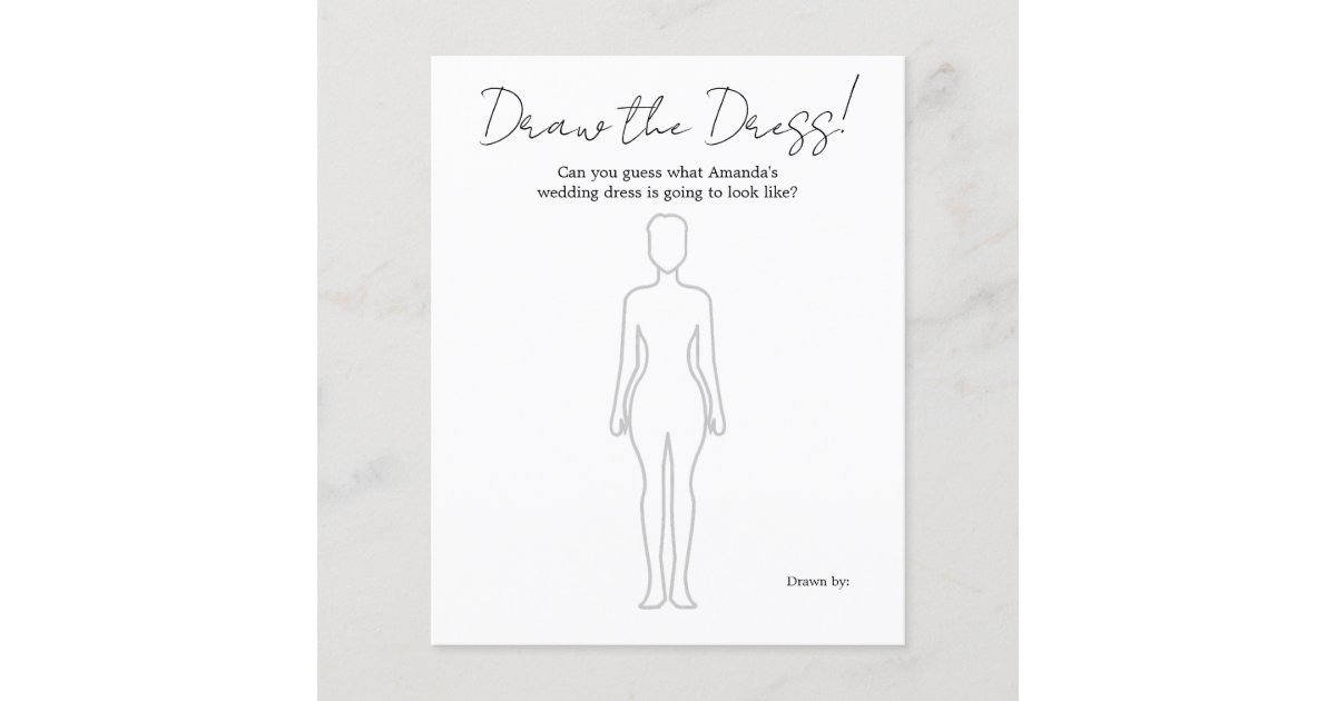 Draw the Dress Bridal Shower Game | Zazzle