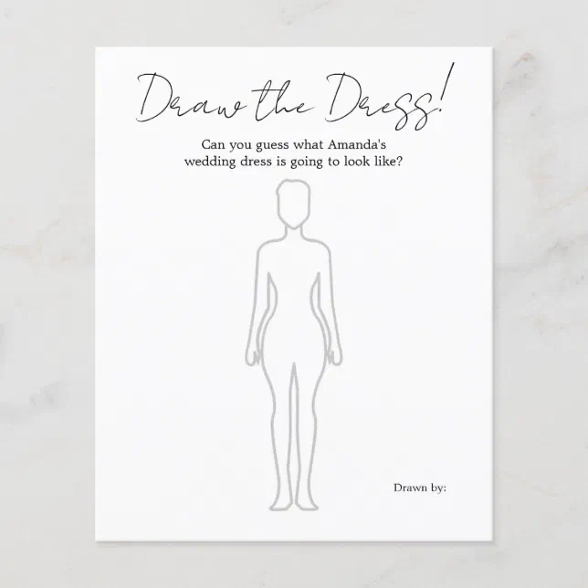 Draw the Dress Bridal Shower Game | Zazzle