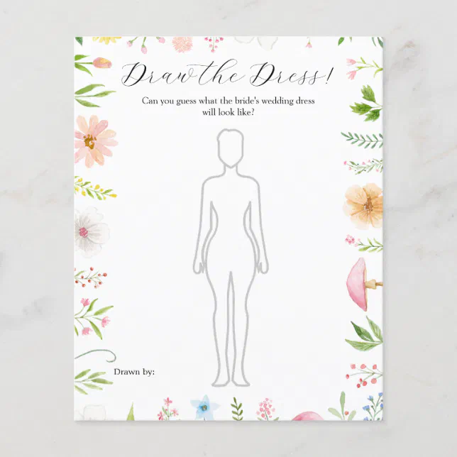 Draw the Dress Tea Party Bridal Shower Game | Zazzle