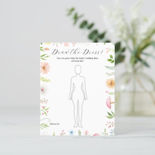 Draw the Dress Tea Party Bridal Shower Game | Zazzle