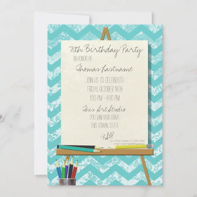 Drawing Art Easel Birthday Party Invitation | Zazzle
